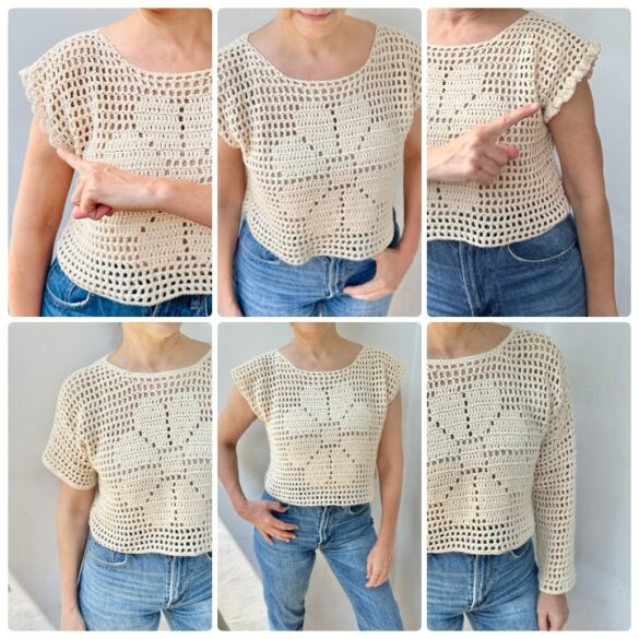 Flower Filet Crochet Sweater – Free Sleeve Options in a Modern, Custom ...